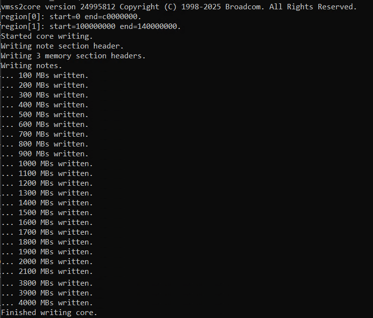 converting snapshot file to core dump – vram.blog
